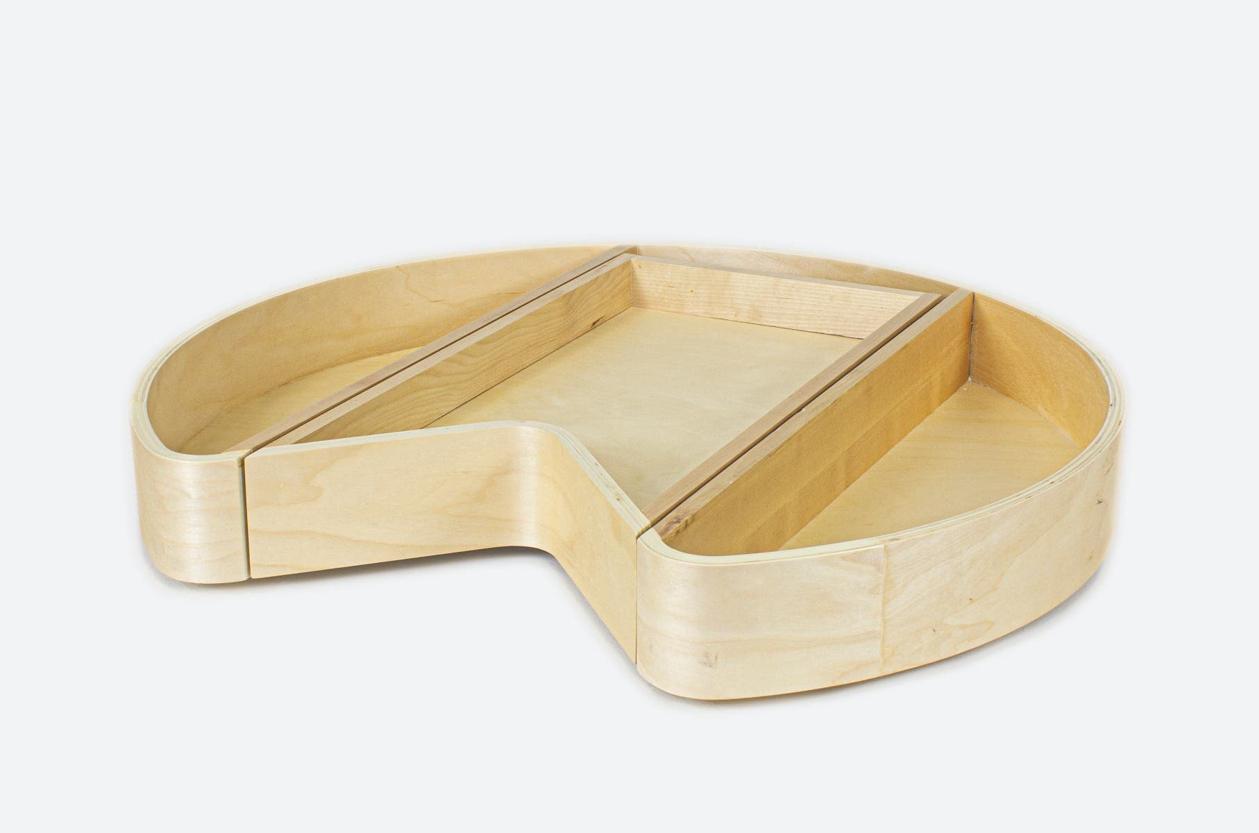 2-Shelf with Drawer 32" Banded Wood Kidney Lazy Susans | Cabinet Showroom